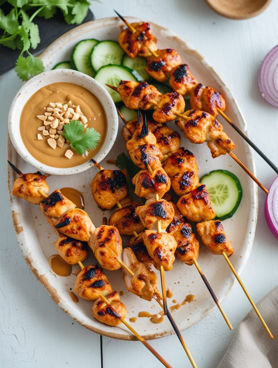 Classic Thai Chicken Sate with Peanut Sauce